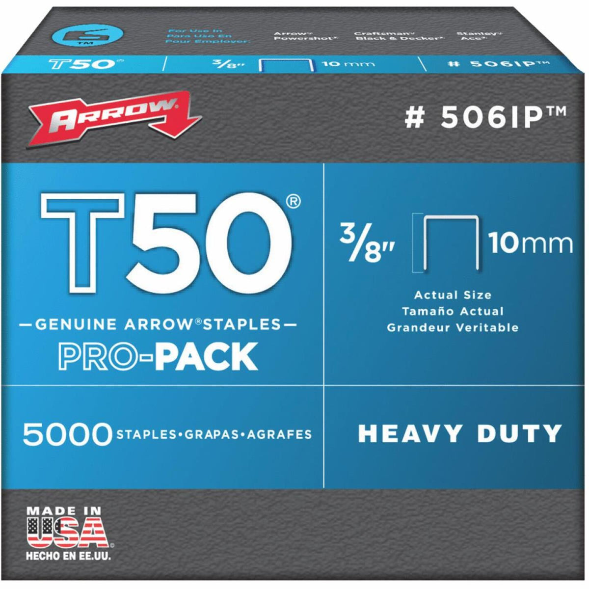 Arrow T50 Pro-Pack Heavy-Duty Staple, 3/8 In. (5000-Pack) - Dayton, VA ...